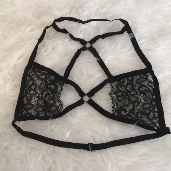 Dolls Kill | Tops | Last 5 Star Black Lace Harness Bralette | Poshmark